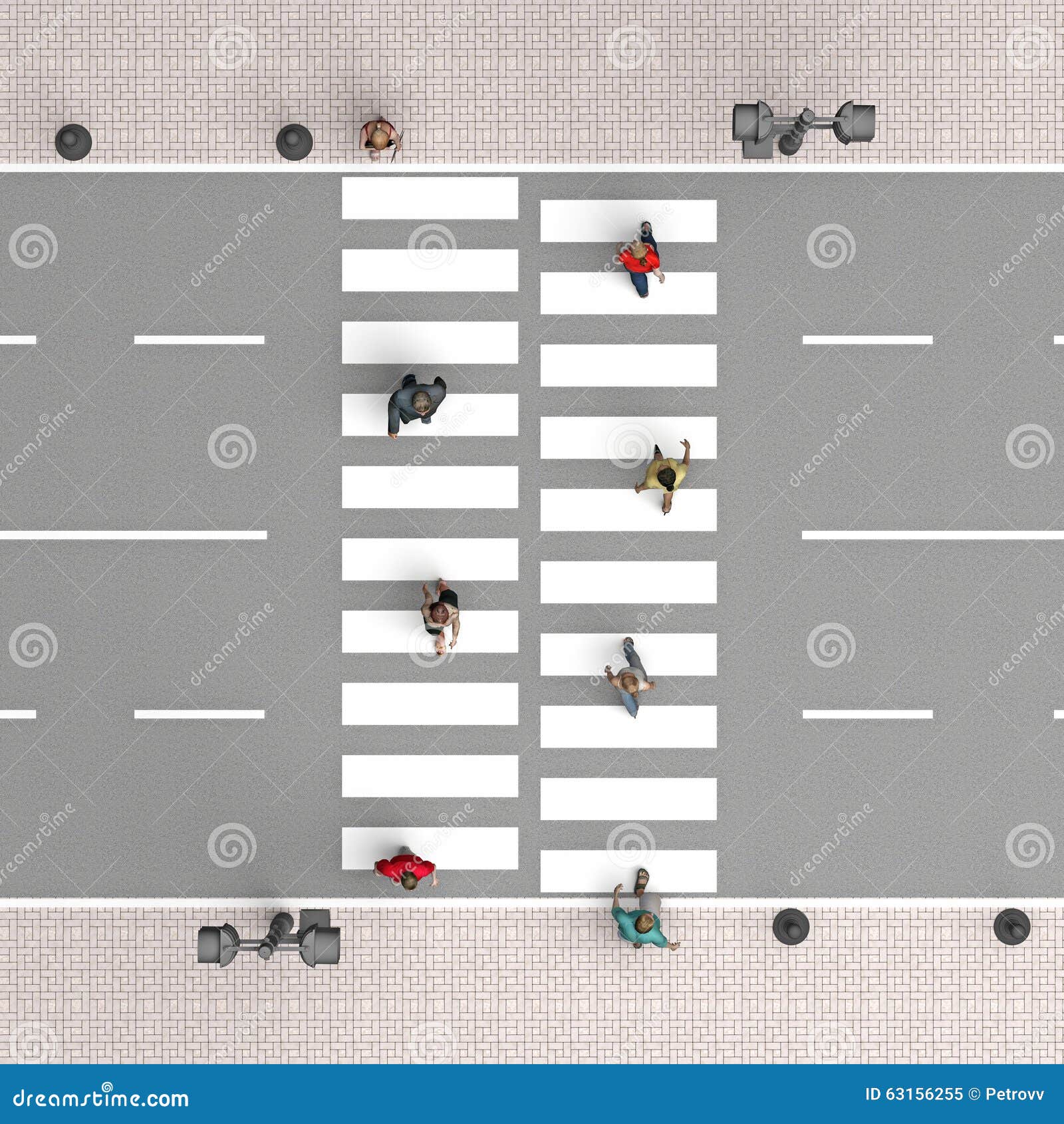 Crosswalk top view stock illustration. Illustration of road - 63156255