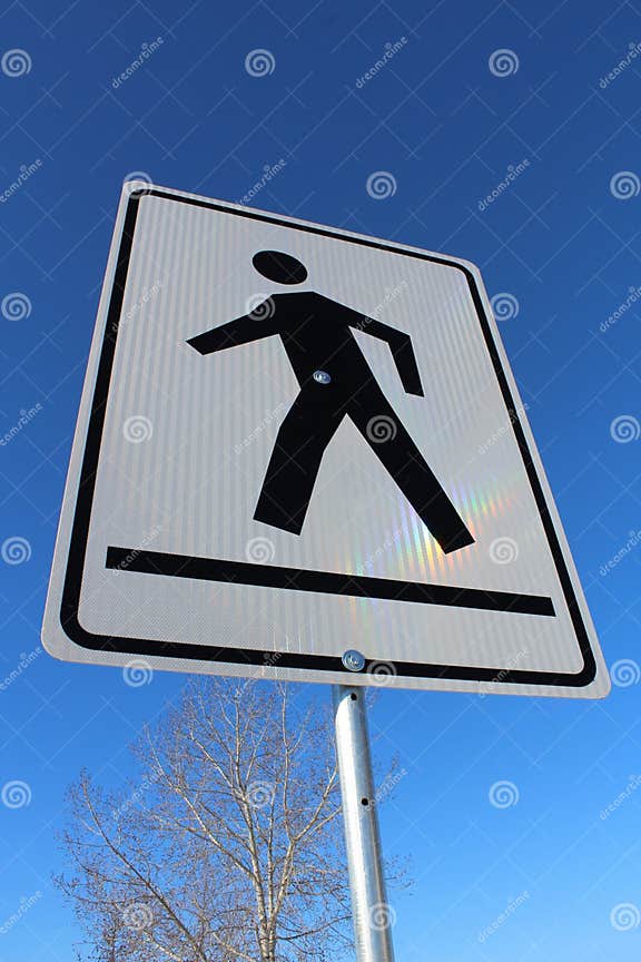 Crosswalk on a White Rectangle Sign Stock Photo - Image of govern ...