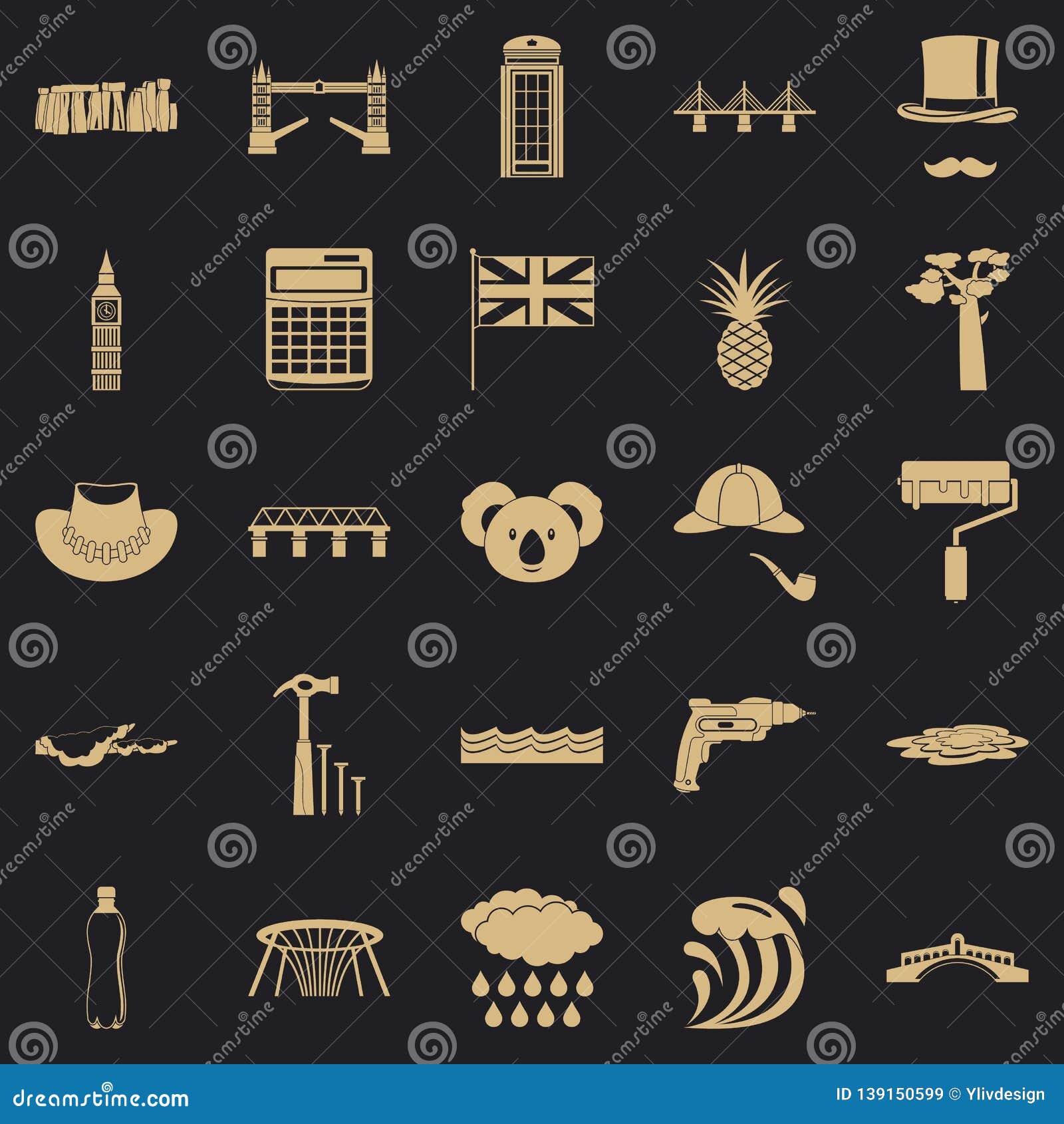 Crossway Icons Set, Simple Style Stock Vector - Illustration of bridge ...