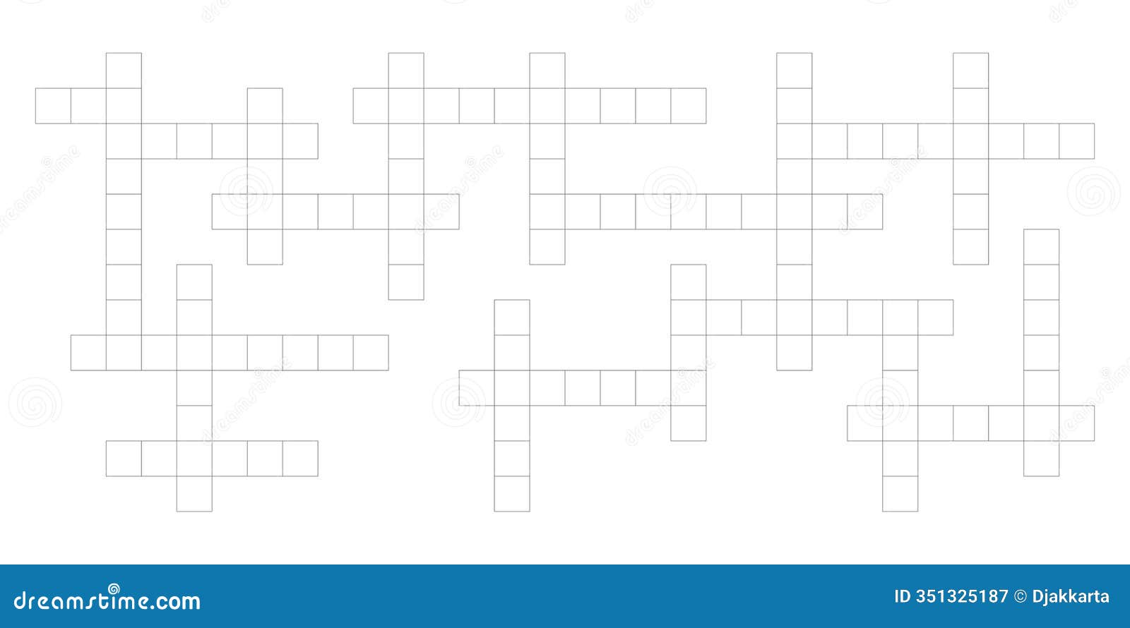 Crossword Puzzle Grid with Empty Boxes. Flat Vector Illustration for ...