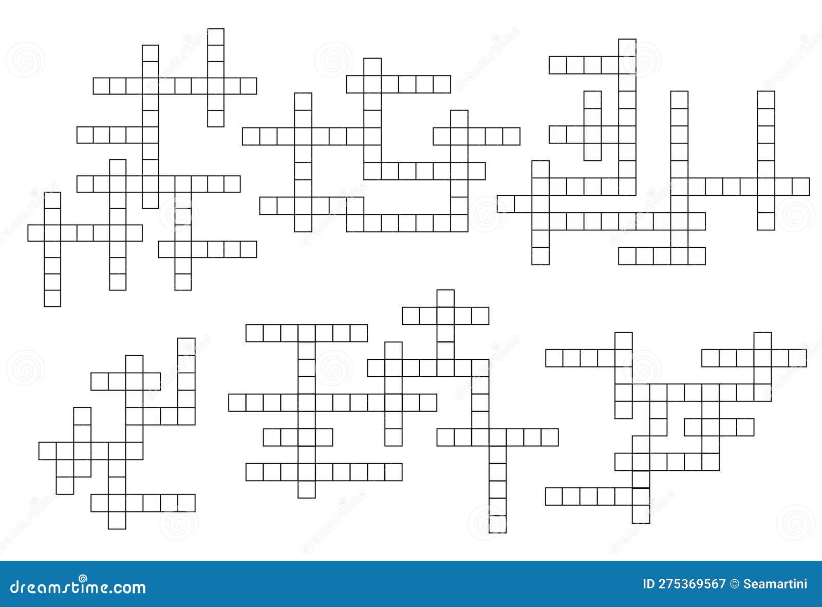 Crossword Quiz Grids or Guess Word Game Layouts Stock Vector ...