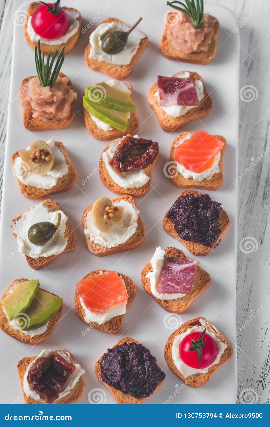 Crostini with Different Toppings Stock Photo - Image of ricotta ...