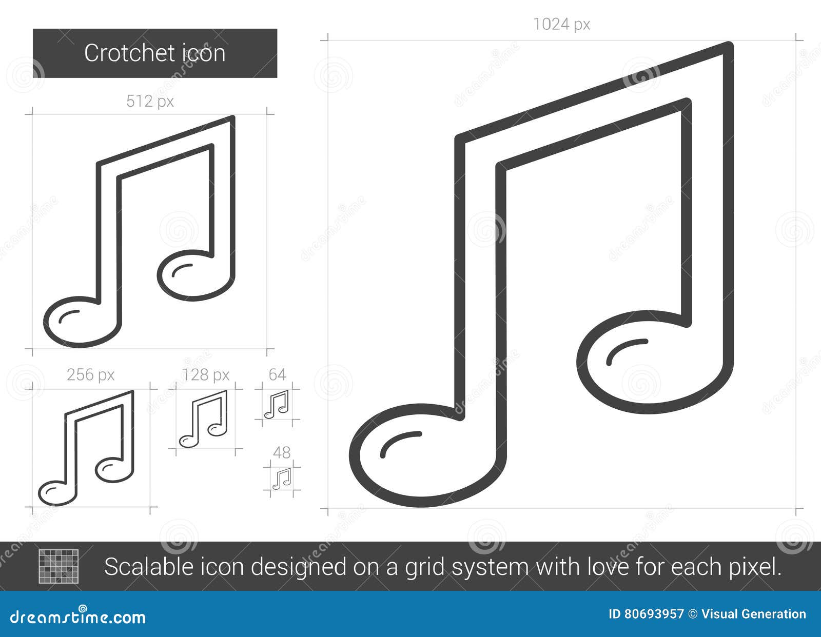 Crotchet Vector Icon Isolated On Transparent Background, Linear ...