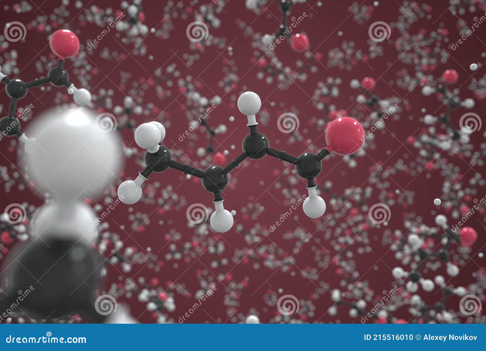 Crotonaldehyde Molecule, Ball-and-stick Molecular Model. Chemical 3d ...