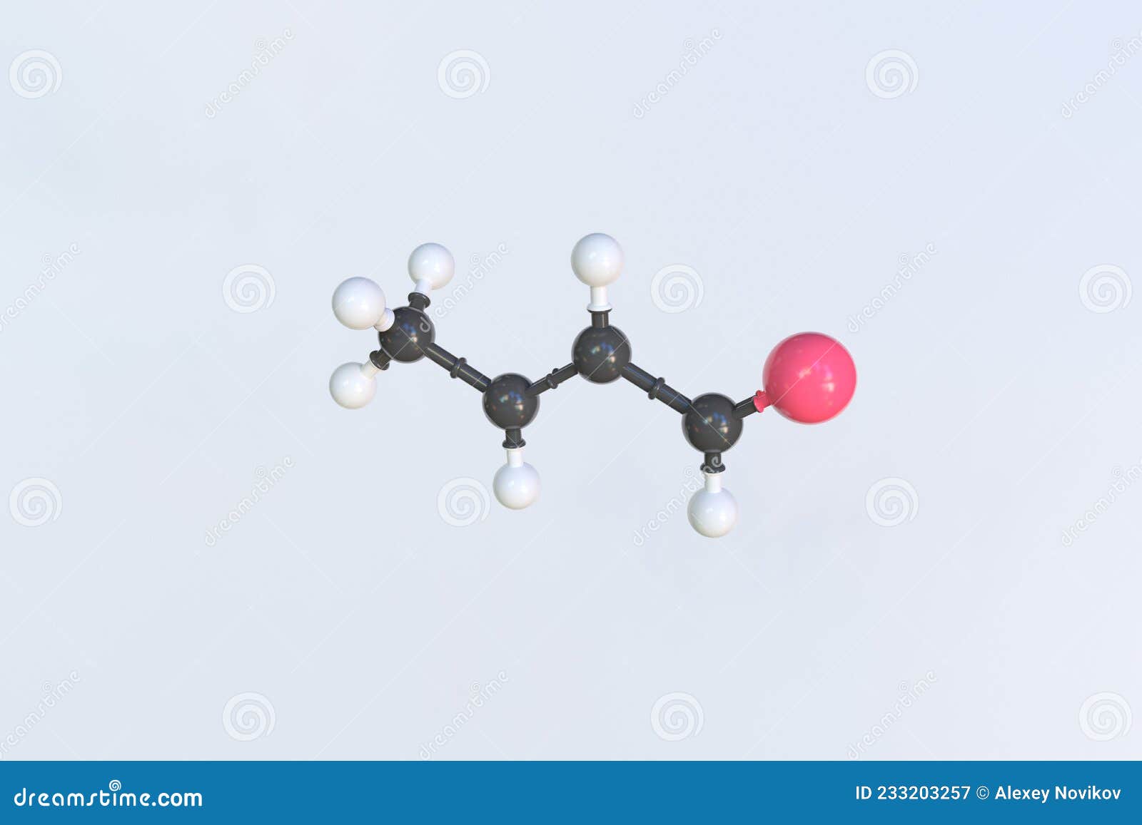 Crotonaldehyde Molecule, Isolated Molecular Model. 3D Rendering Stock ...