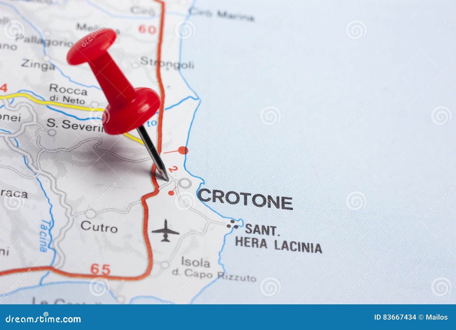 Crotone Italy on a Map stock photo. Image of geography - 83667434