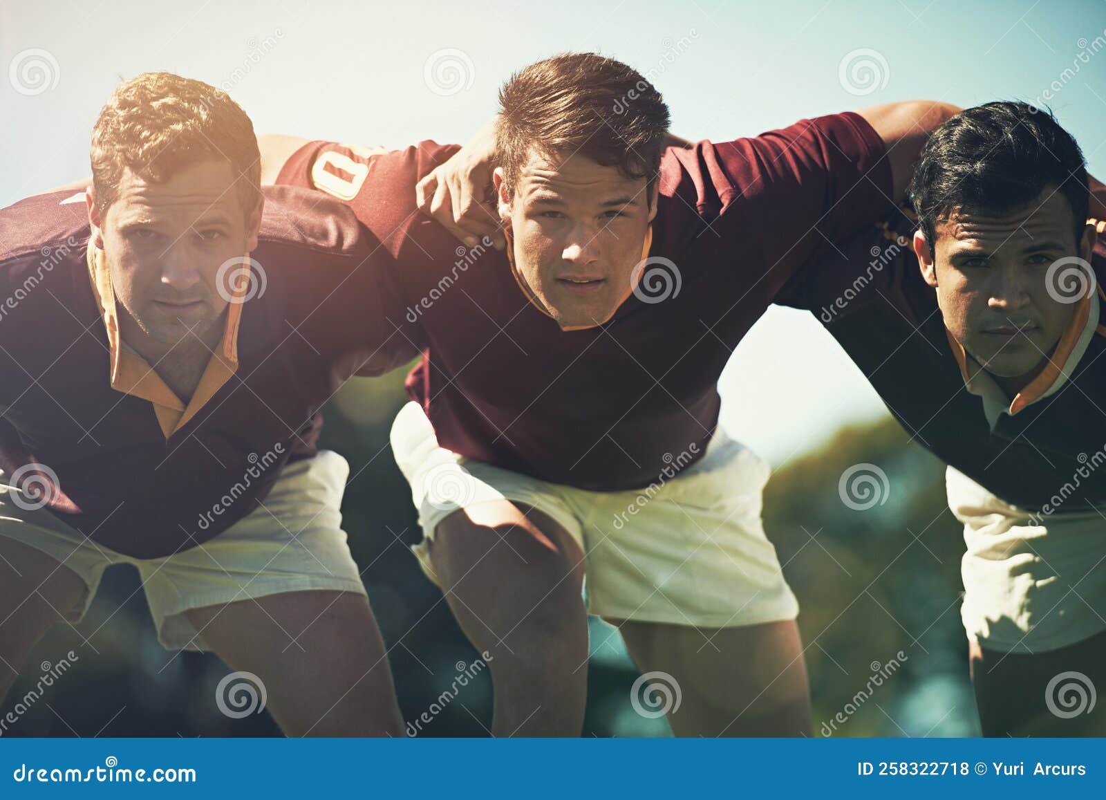 Crouch, Touch, Pause, Engage. Portrait of a Young Rugby Team Lining Up ...