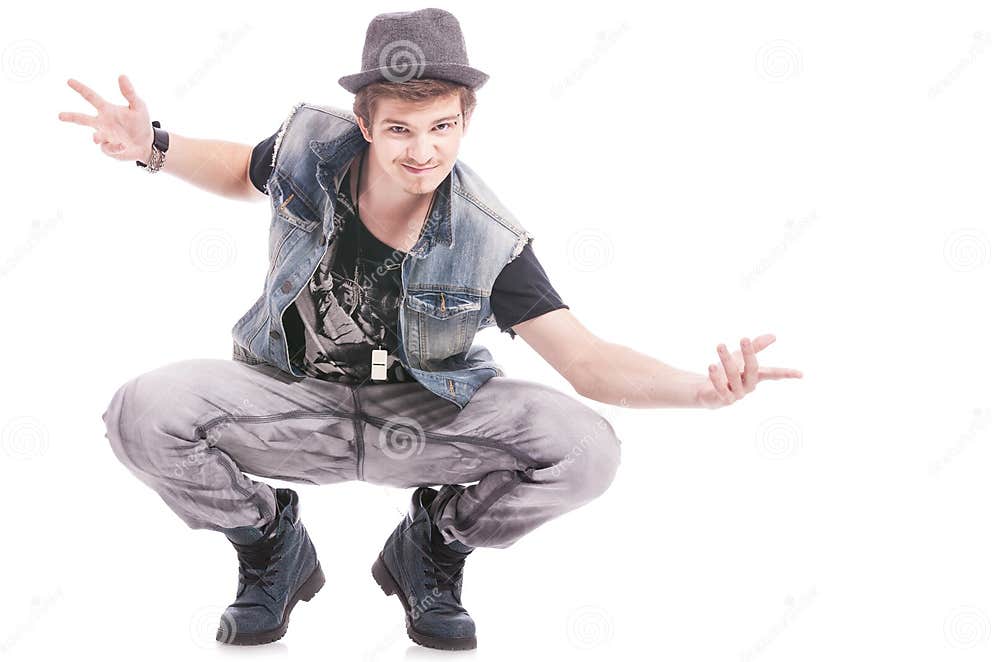 Crouched dancer welcoming stock image. Image of cool - 29374319