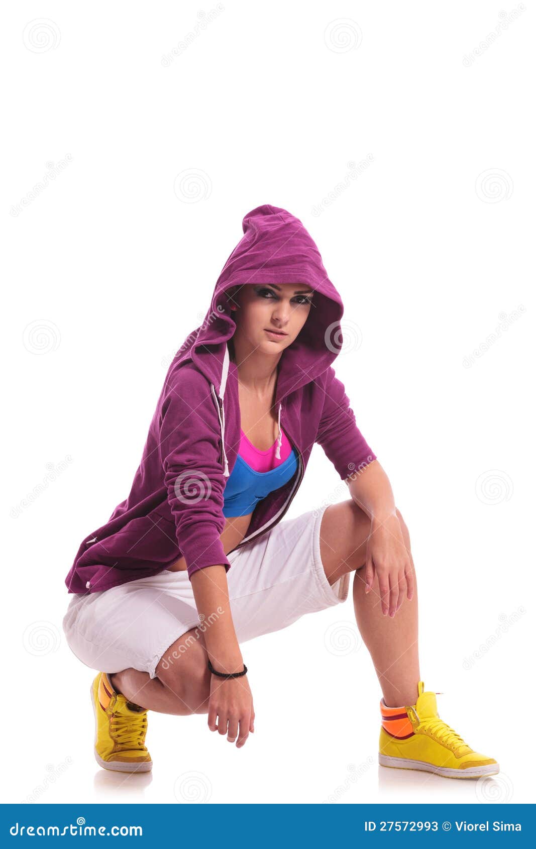 Crouched Hip Hop Woman Dancer Stock Image - Image of party, pose: 27572993