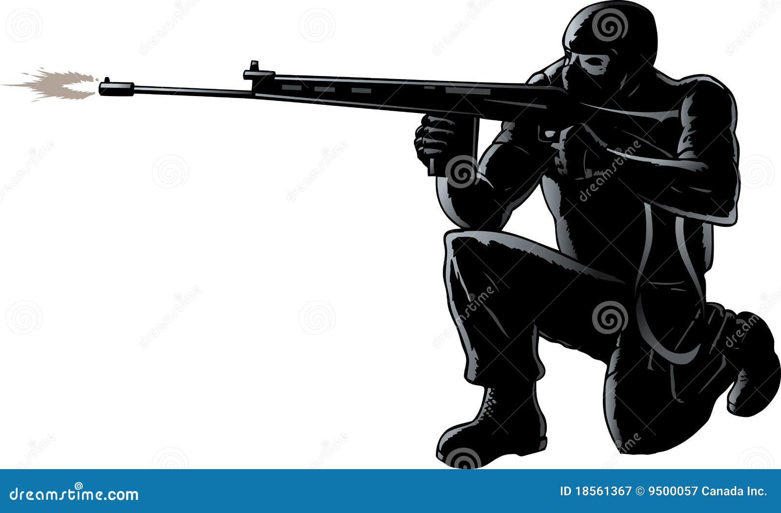 Soldier Firing A Machine Gun Cartoon Vector | CartoonDealer.com #4006161