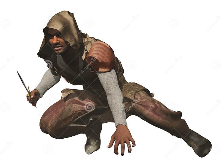 Crouching assassin stock image. Illustration of weapon - 25032793