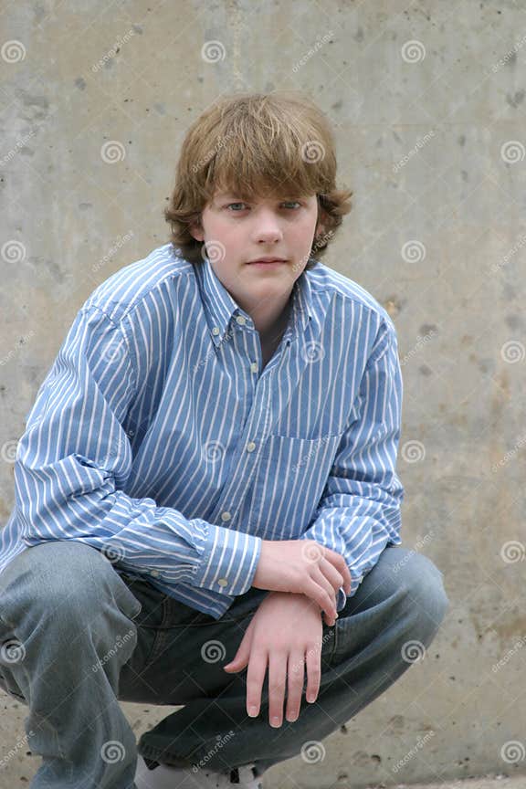 Crouching boy stock image. Image of portrait, groomed - 1724033