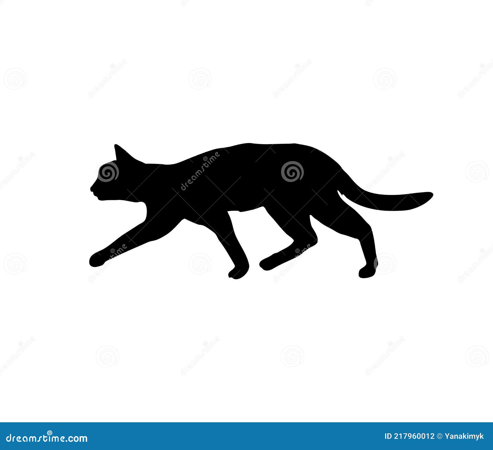 Crouching Cat Silhouette. Sneak Up on the Target. Predator on the Hunt ...