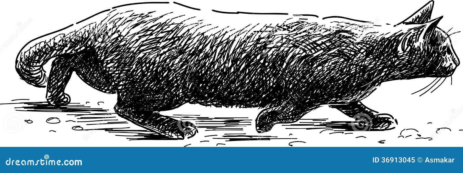 Crouching cat stock vector. Illustration of white, ears - 36913045