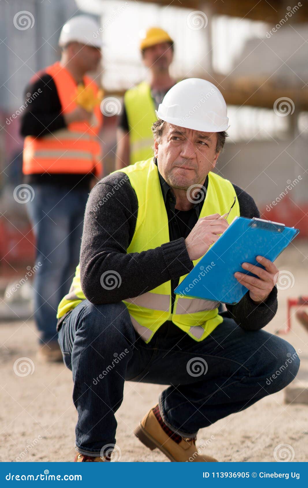 Foreman Working on Construction Site Stock Image - Image of growth ...