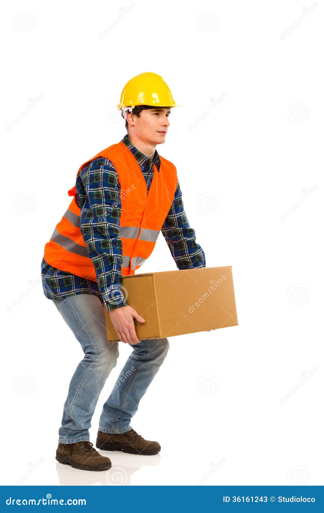 Crouching with a Heavy Package. Stock Image - Image of building ...