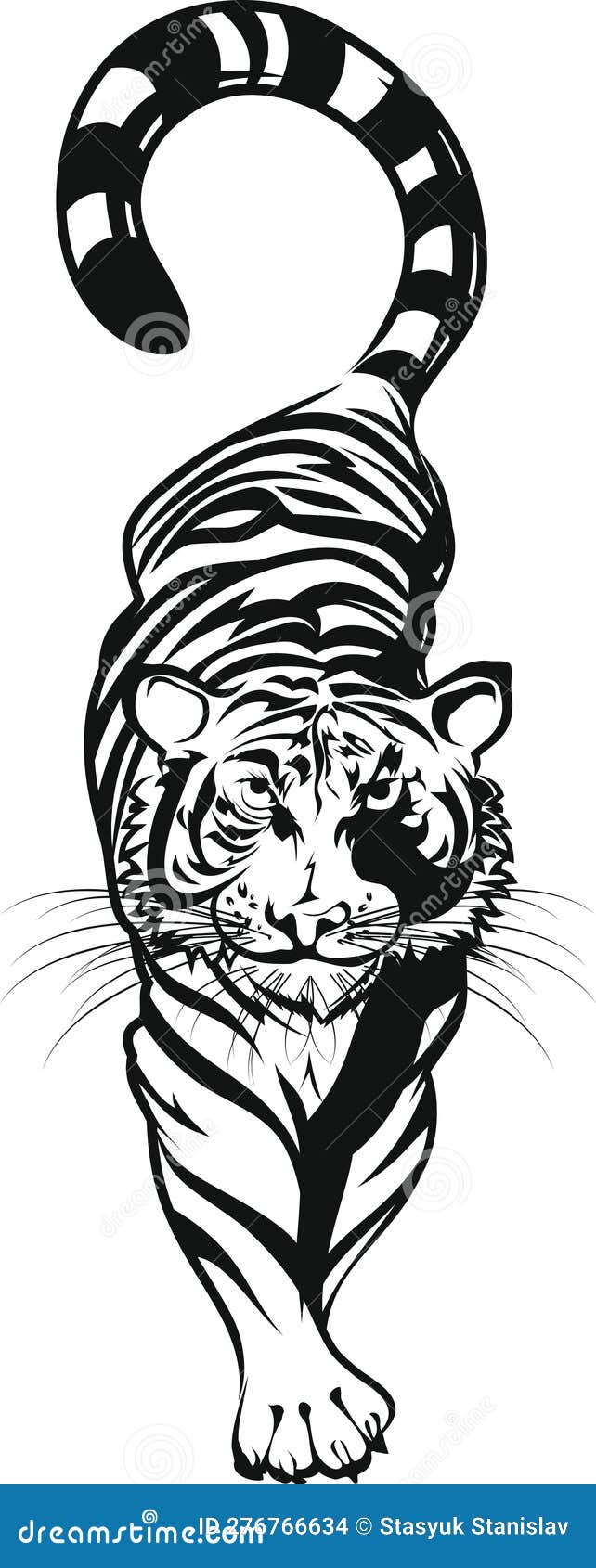 Crouching Fox On White Background Vector Illustration In Cartoon Style ...