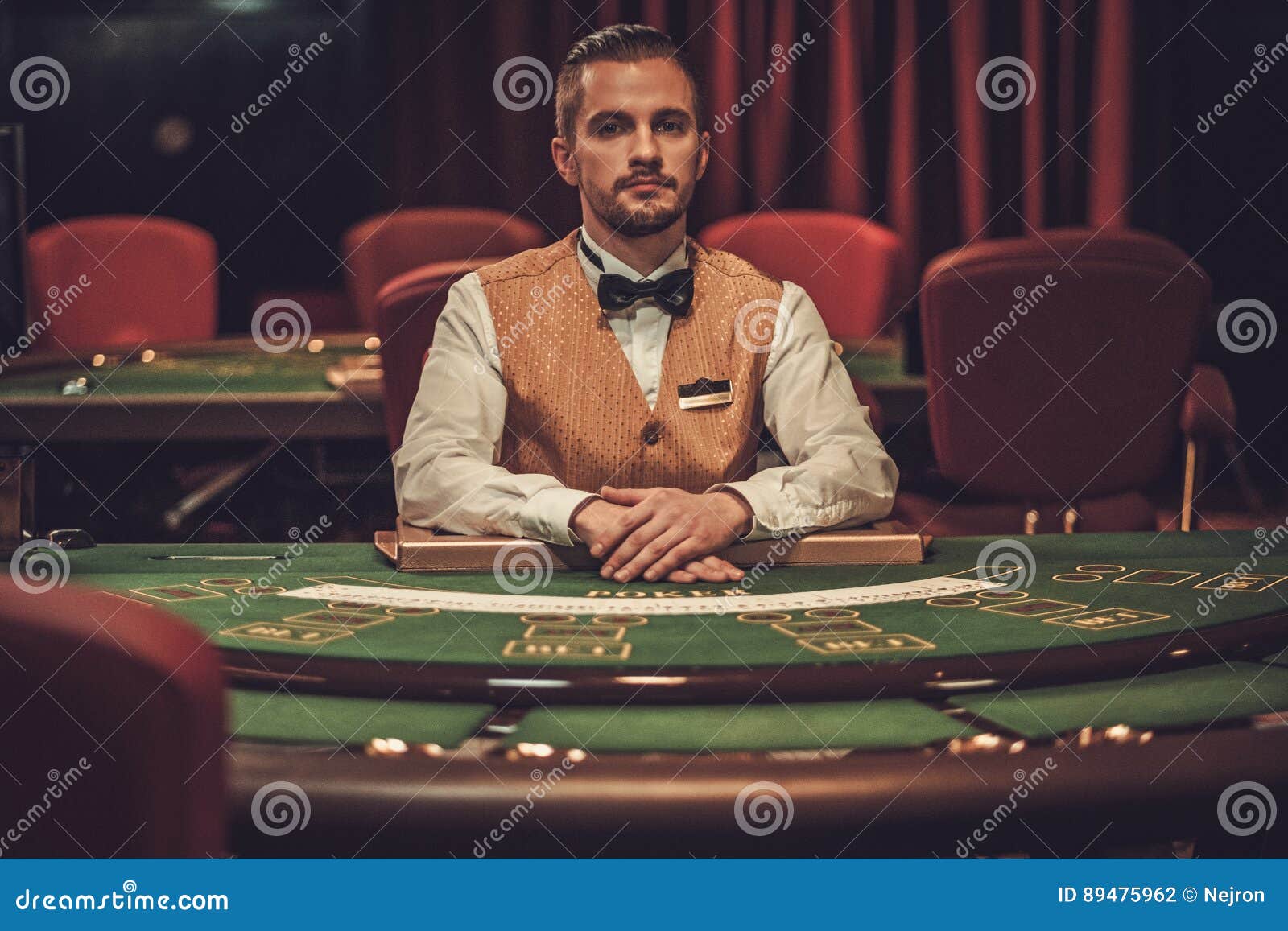 Croupier Behind Gambling Table in a Casino Stock Photo - Image of game ...