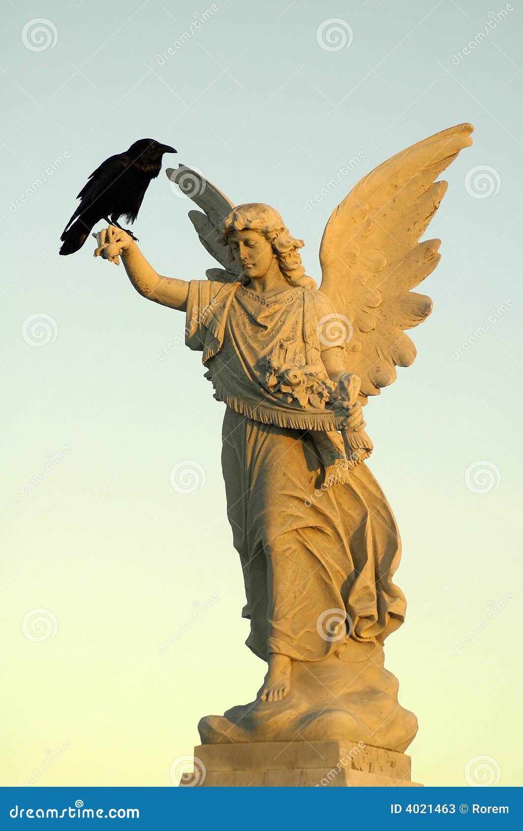 Crow and angel stock image. Image of graveyard, grave - 4021463