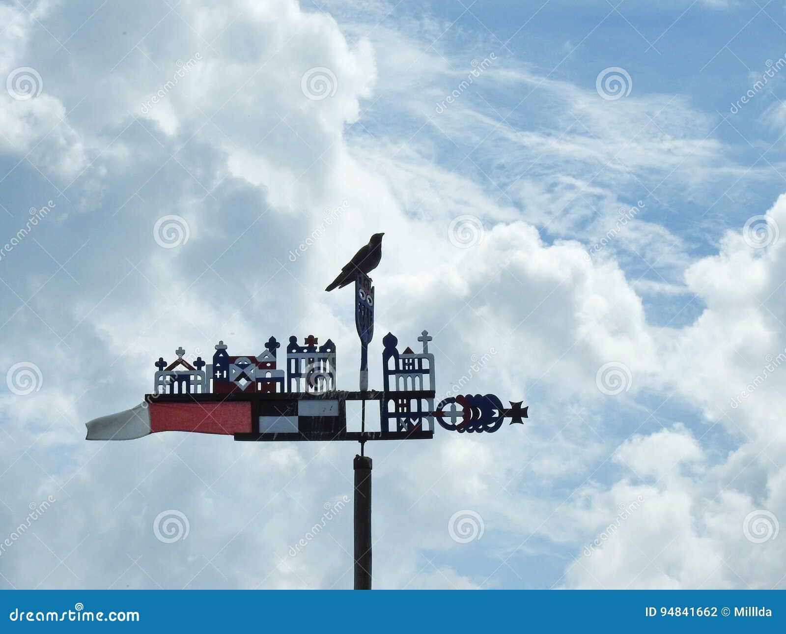 Crow bird on weather vane stock photo. Image of weathervane - 94841662