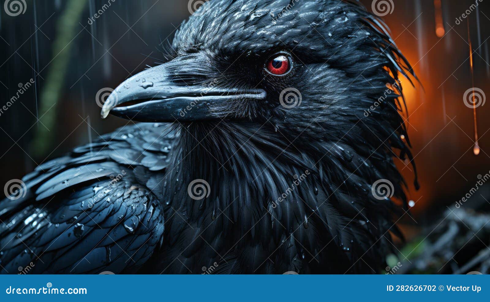 A Crow with Black Feathers Close-up. Generative AI. Stock Illustration ...