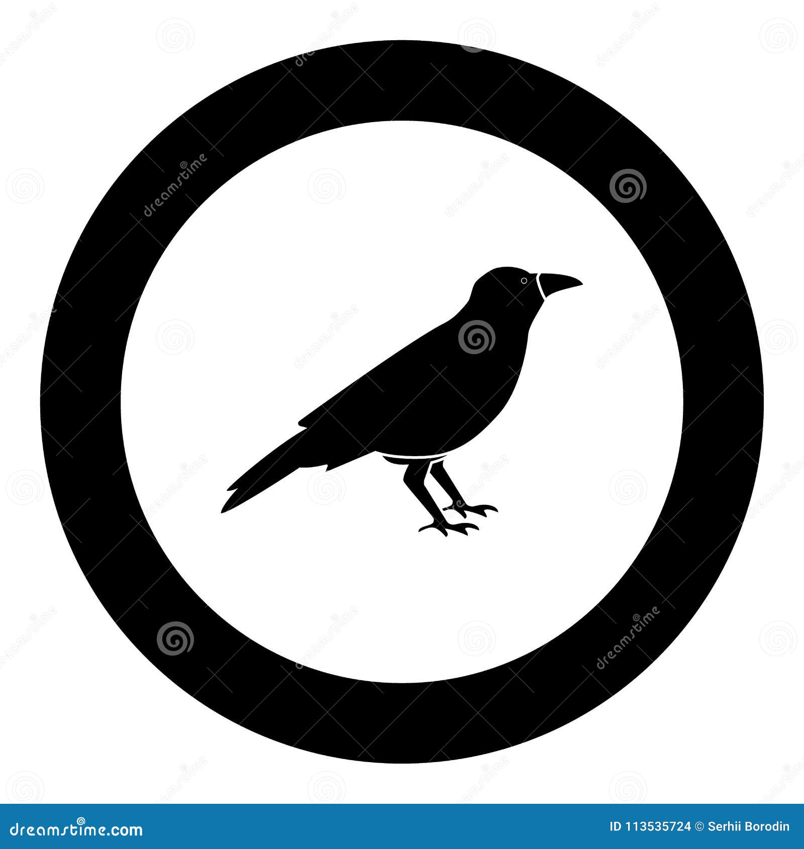 Crow Black Icon in Circle Vector Illustration Stock Vector ...