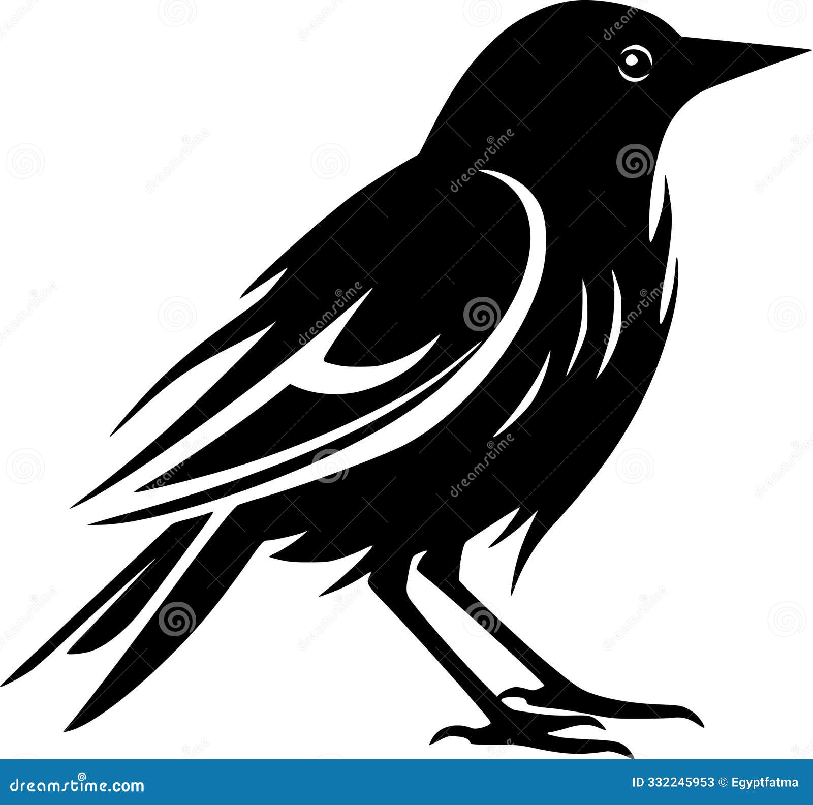 Crow - Black and White Vector Illustration Stock Illustration ...