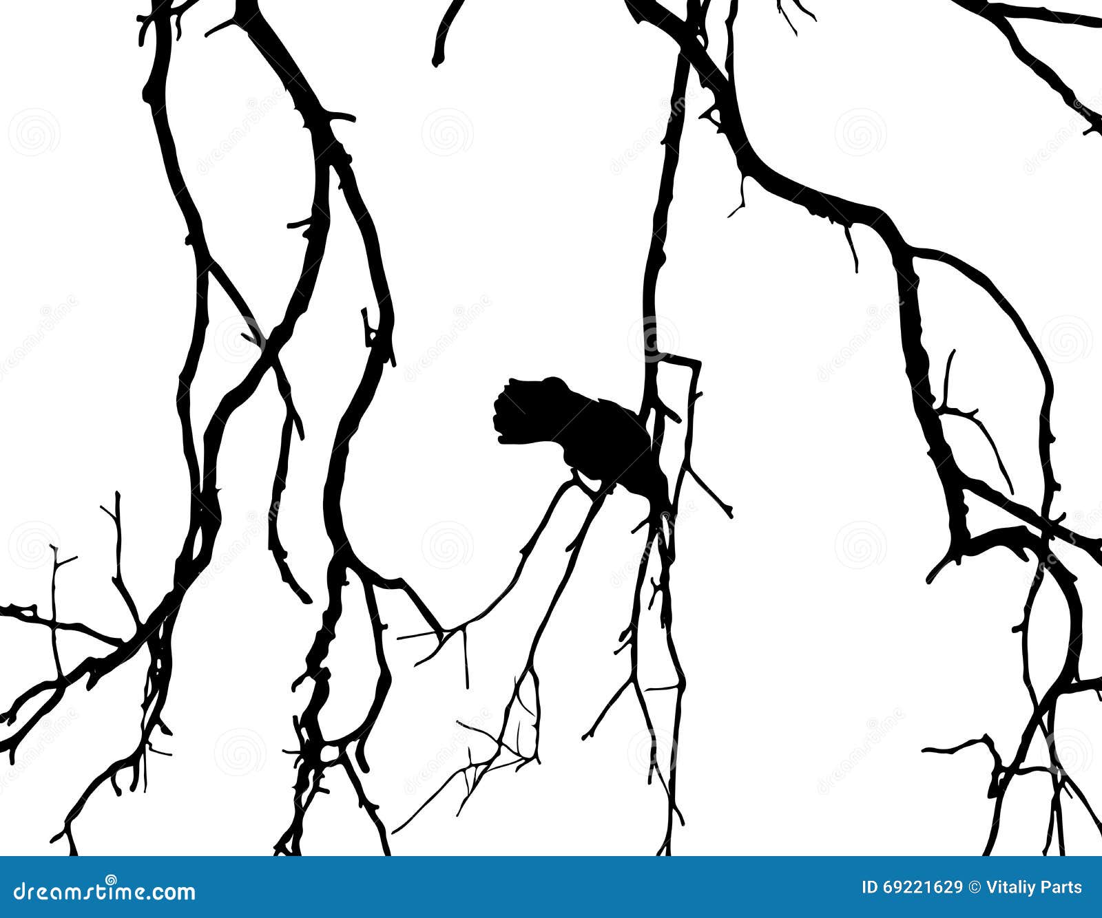 Crow on branch of tree stock vector. Illustration of bird - 69221629