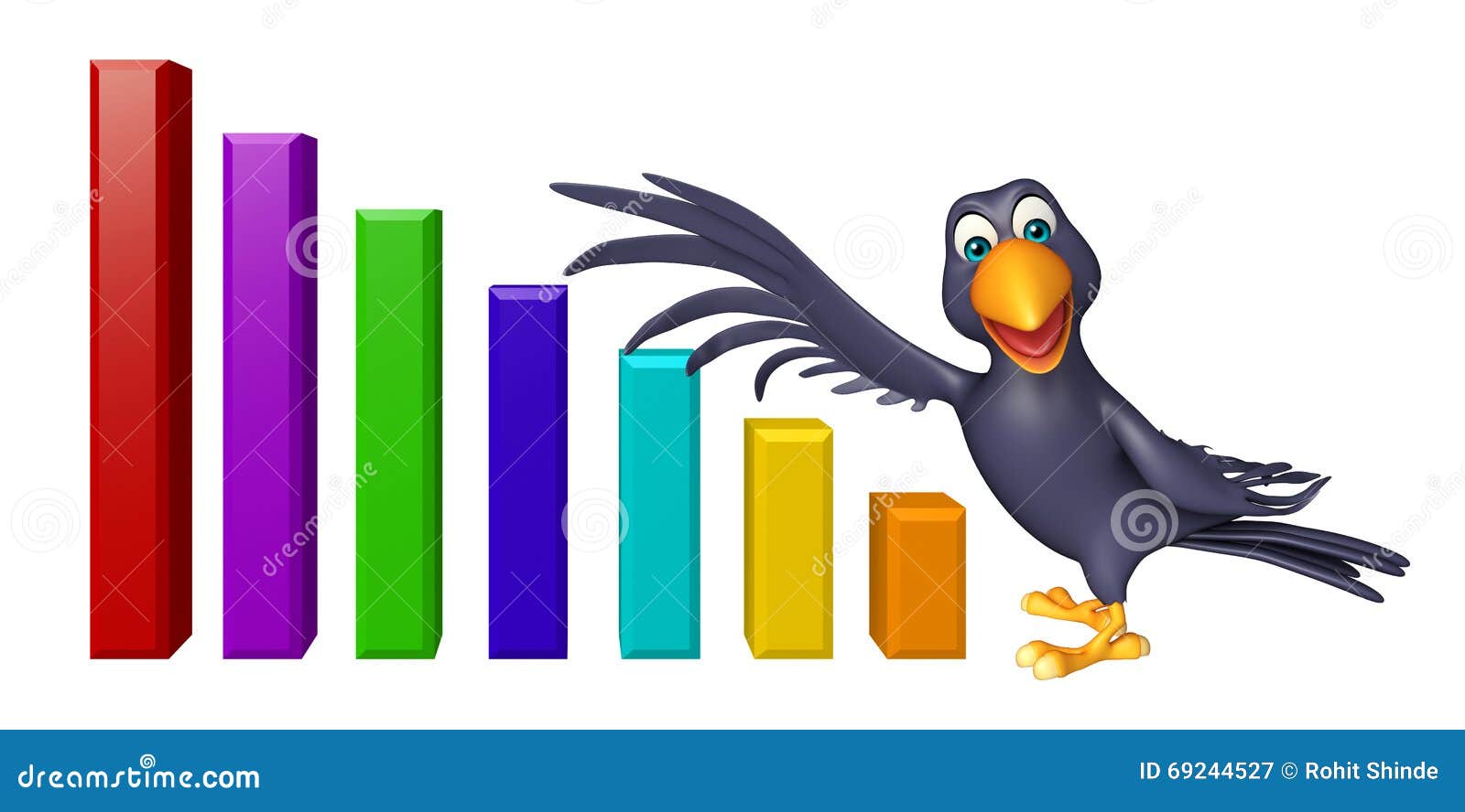 Crow Cartoon Character With Graph Royalty-Free Illustration ...