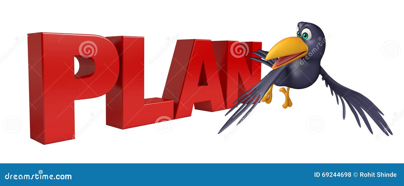 Crow Cartoon Character with Plan Sign Stock Illustration - Illustration ...