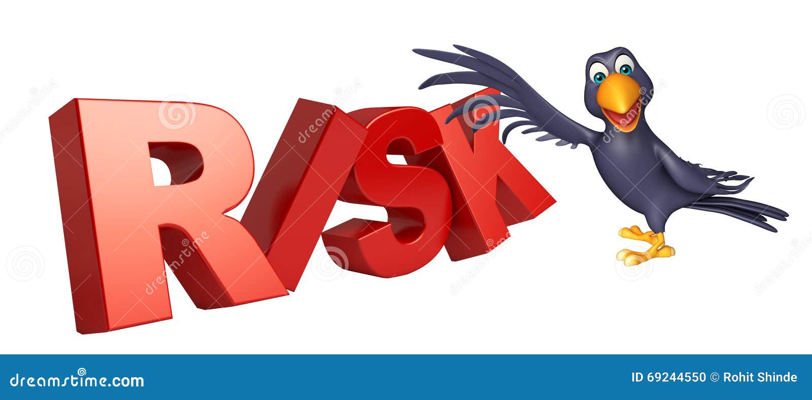 Crow Cartoon Character with Risk Sign Stock Illustration - Illustration ...