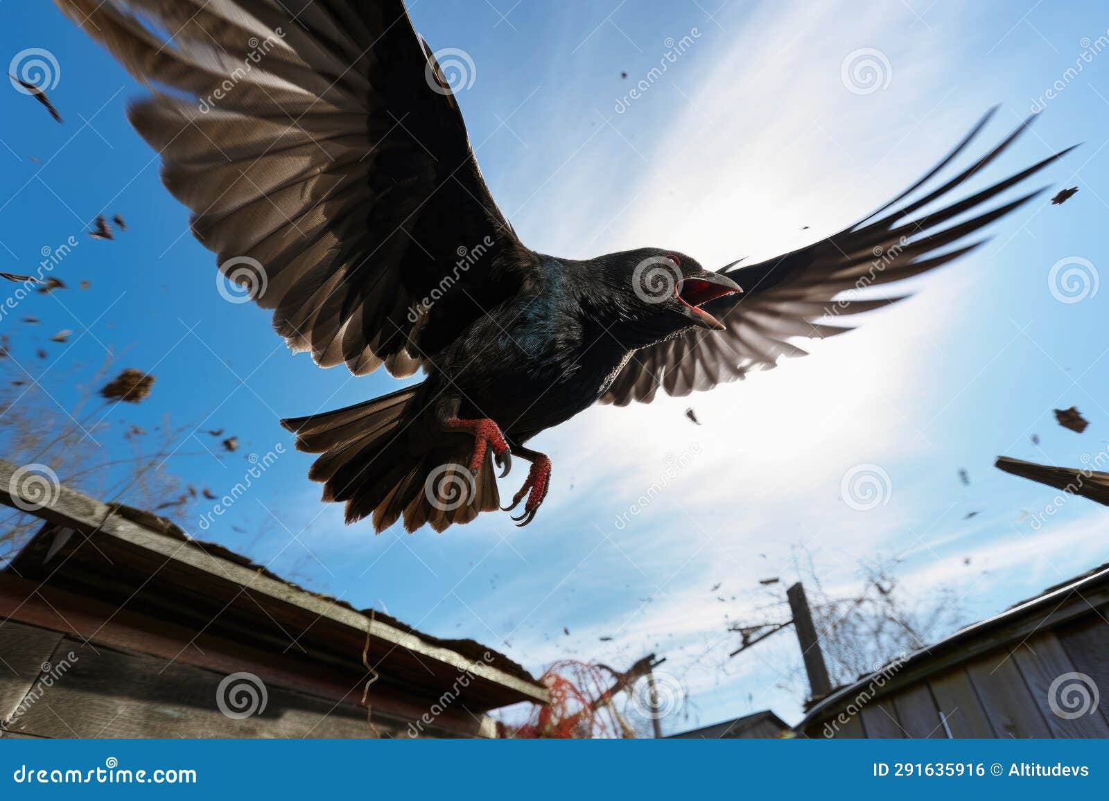 A Crow Chasing a Pigeon Mid-air Stock Photo - Image of nature ...