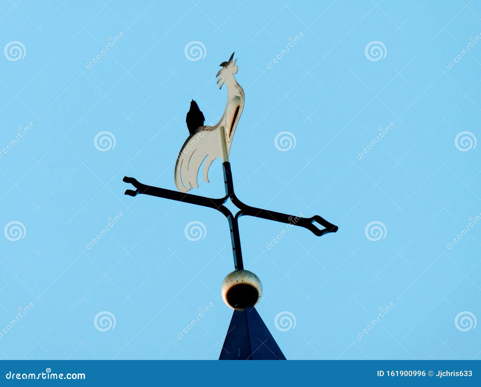 Crow on Church Tower. Blue Sky with Bird on Building Stock Photo ...