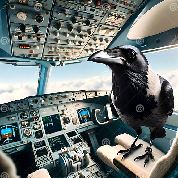 A crow in a cockpit stock image. Image of aircraft, aviation - 302125365