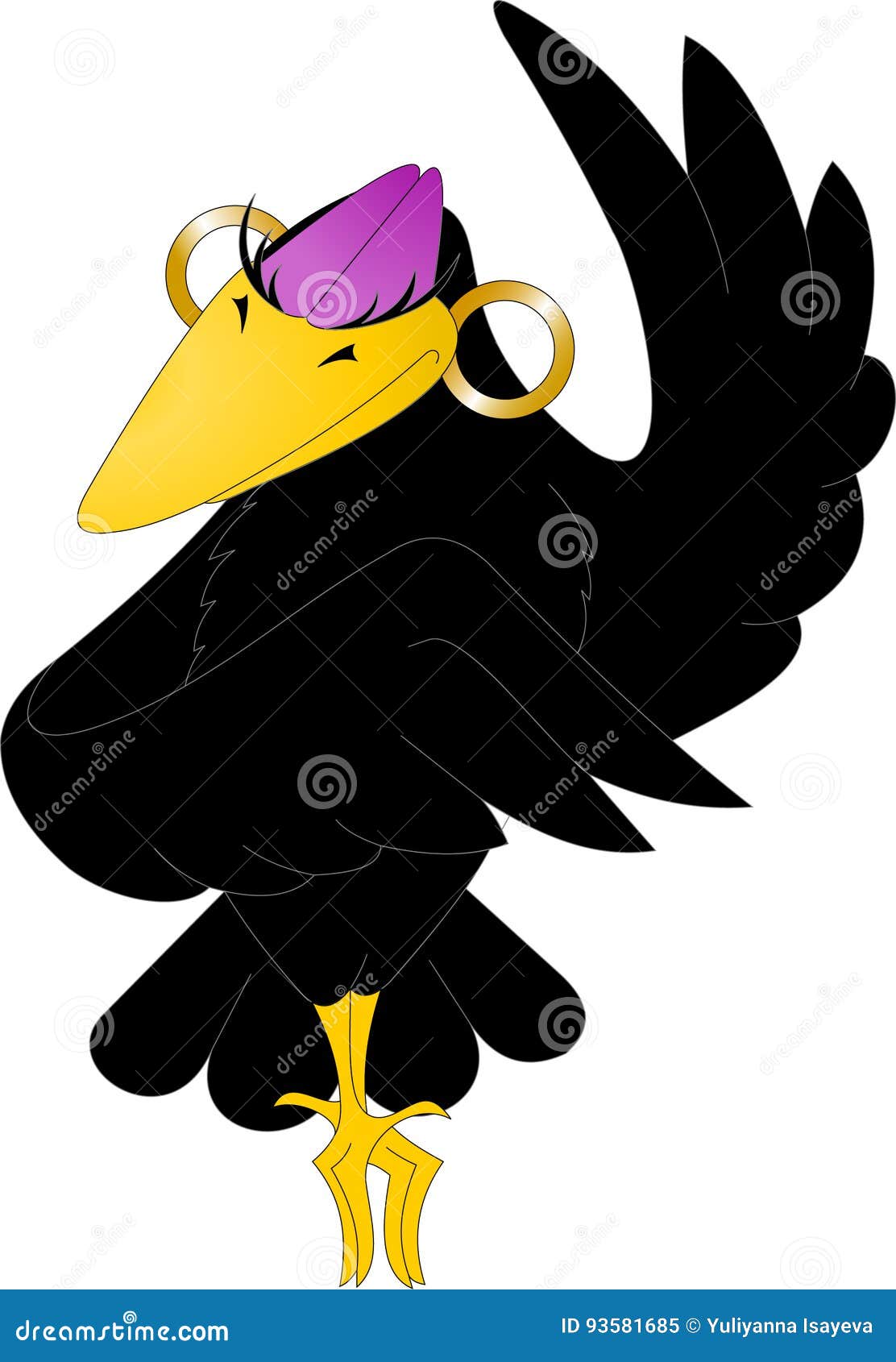 Crow stock vector. Illustration of alone, black, cartoon - 93581685