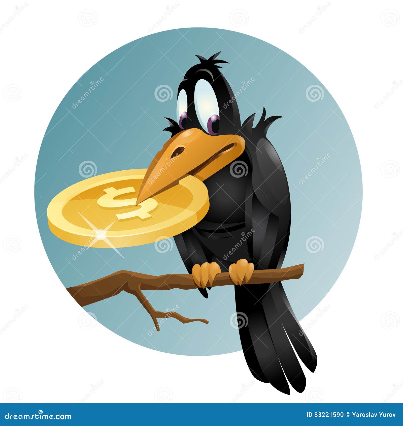 Crow With Coin In Its Beak Sketch Vector | CartoonDealer.com #228244488