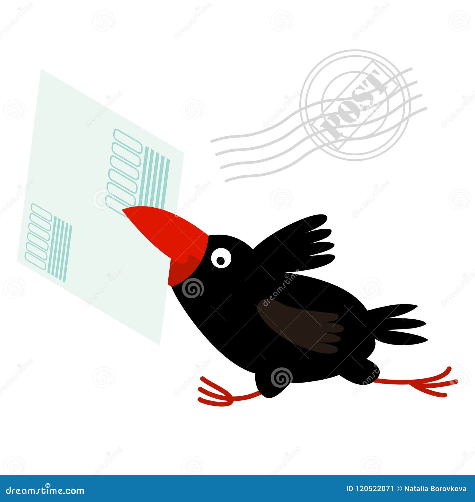 A Crow with an Envelope in Its Beak. Animated Character in the Style of ...