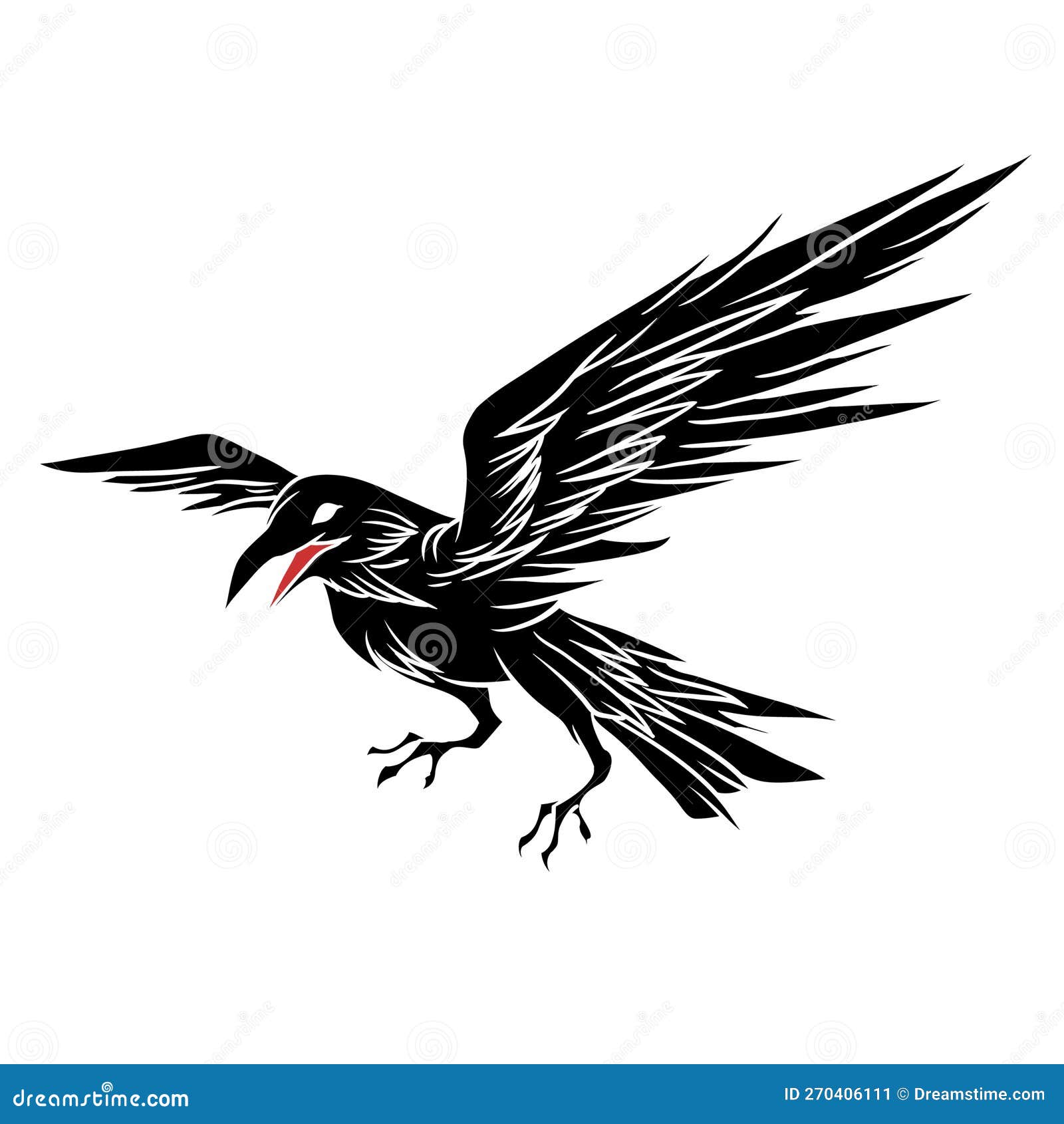 Crow Flying Over Tree. Vector Cartoon Landscape. | CartoonDealer.com ...