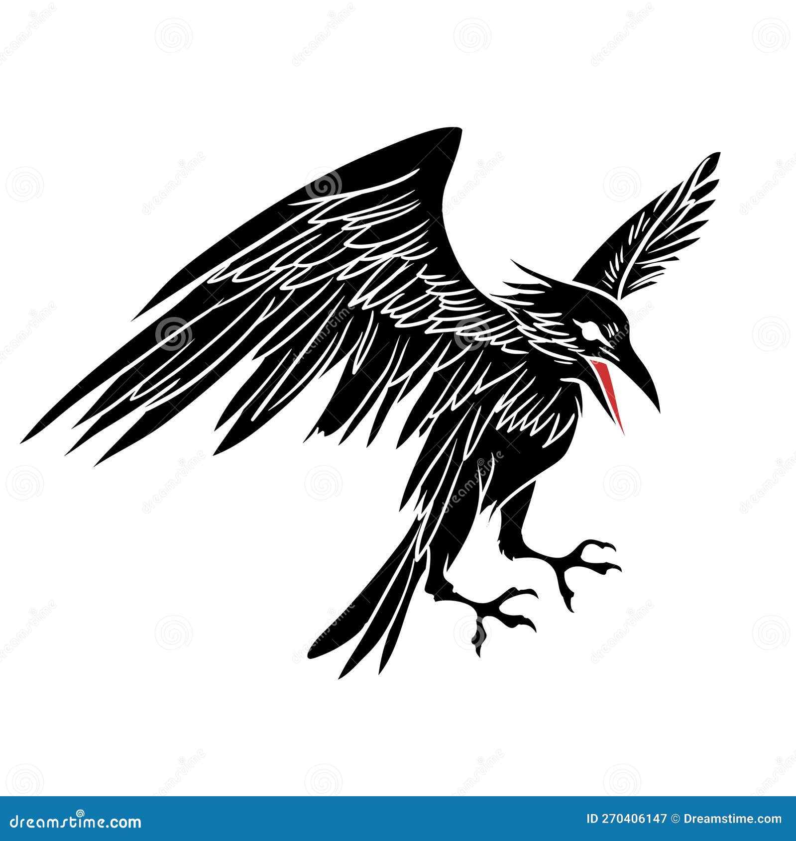 Crow Flying Over Tree. Vector Cartoon Landscape. | CartoonDealer.com ...
