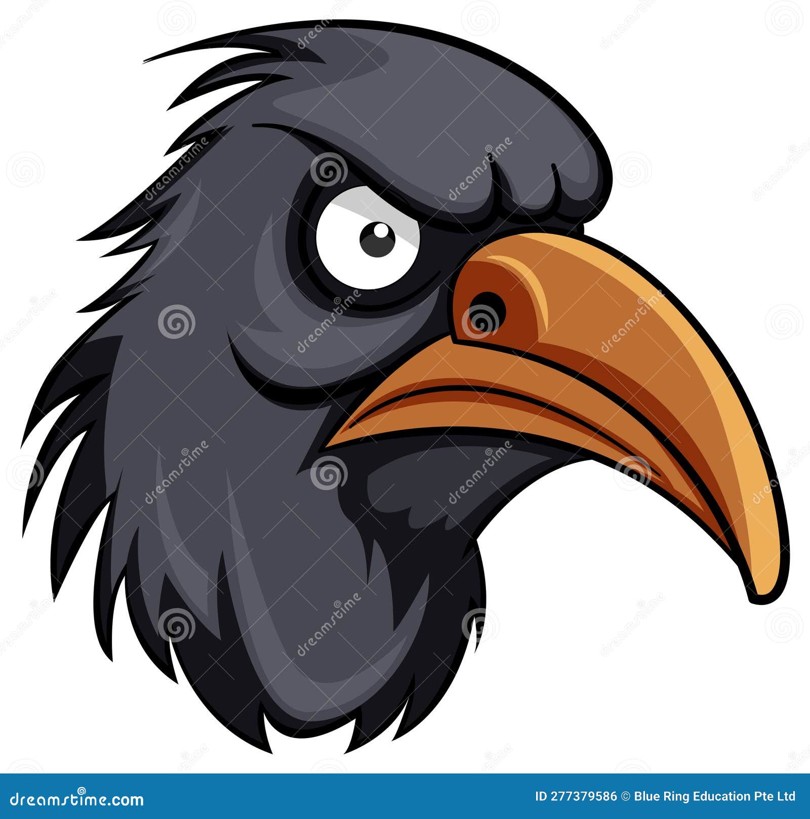 Crow head in cartoon style stock vector. Illustration of wildlife ...