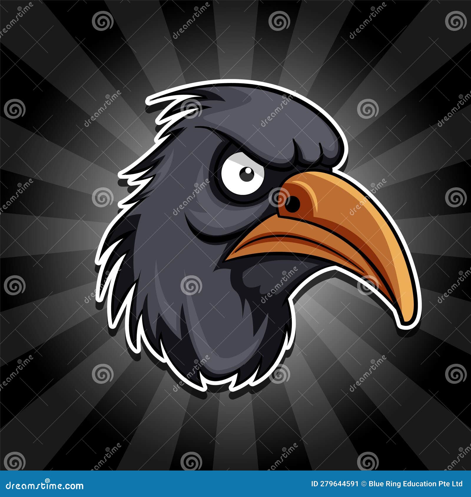 A Crow Head on Retro Comic Background Stock Vector - Illustration of ...