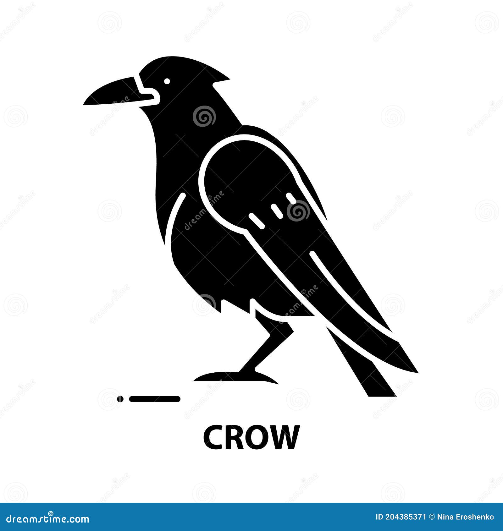 Crow Icon, Black Vector Sign with Editable Strokes, Concept ...