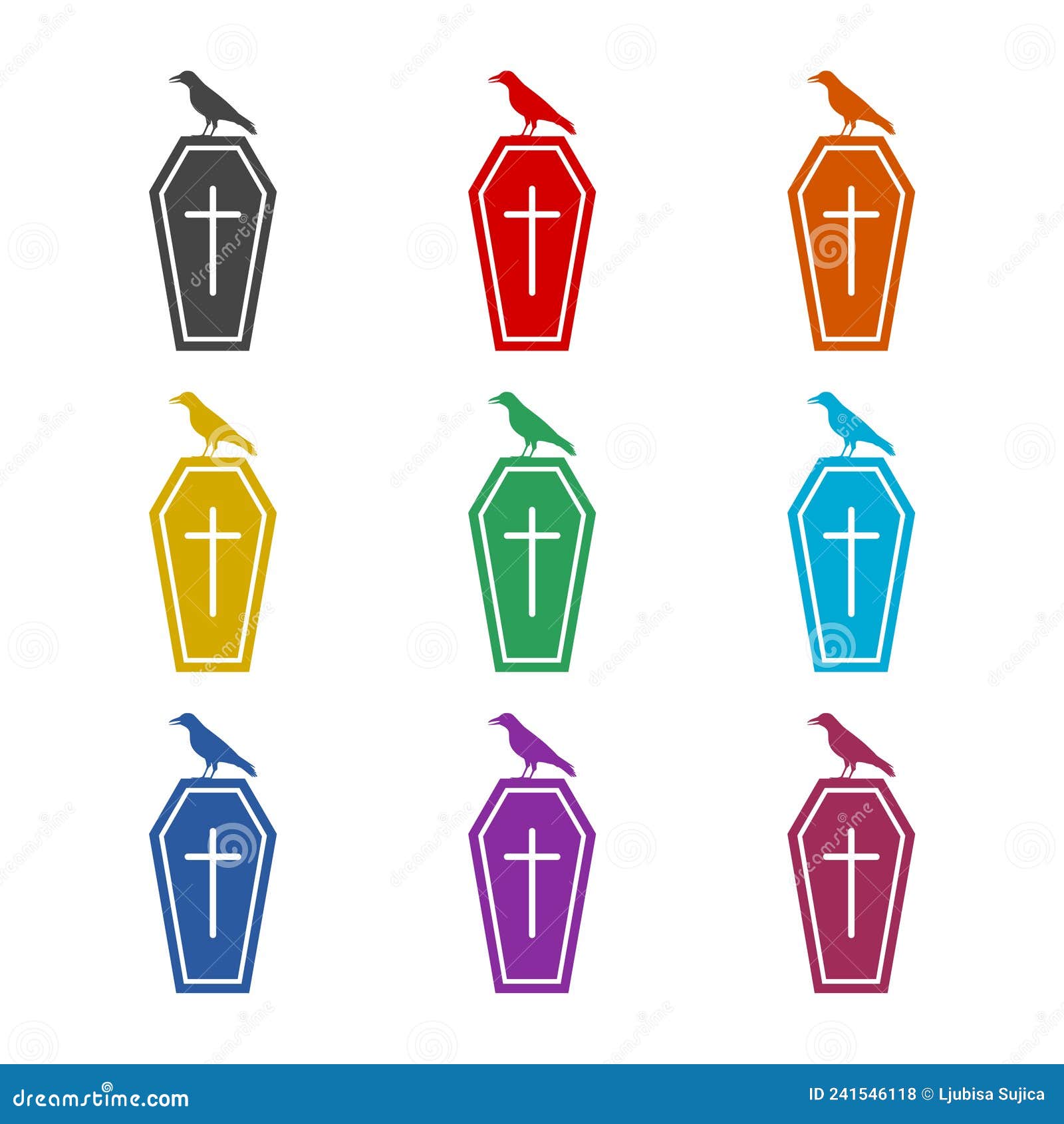 Crow Icon or Logo, Color Set Stock Vector - Illustration of cawing ...