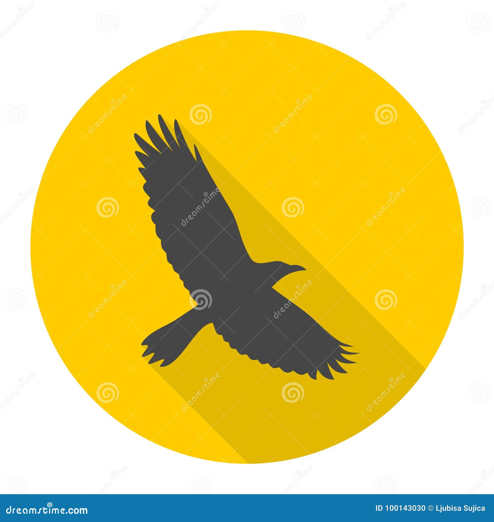 Crow icon with long shadow stock vector. Illustration of birds - 100143030