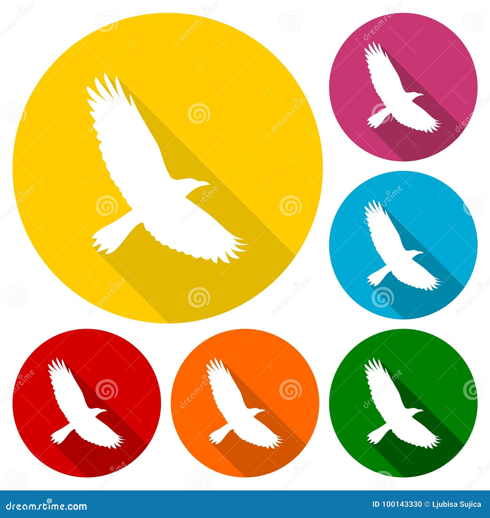 Crow Icons Set with Long Shadow Stock Vector - Illustration of float ...