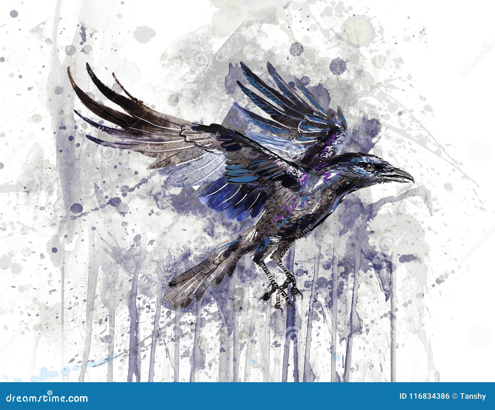 Crow Illustration In The Style Of Ephraim Moses Lilien Stock Image ...