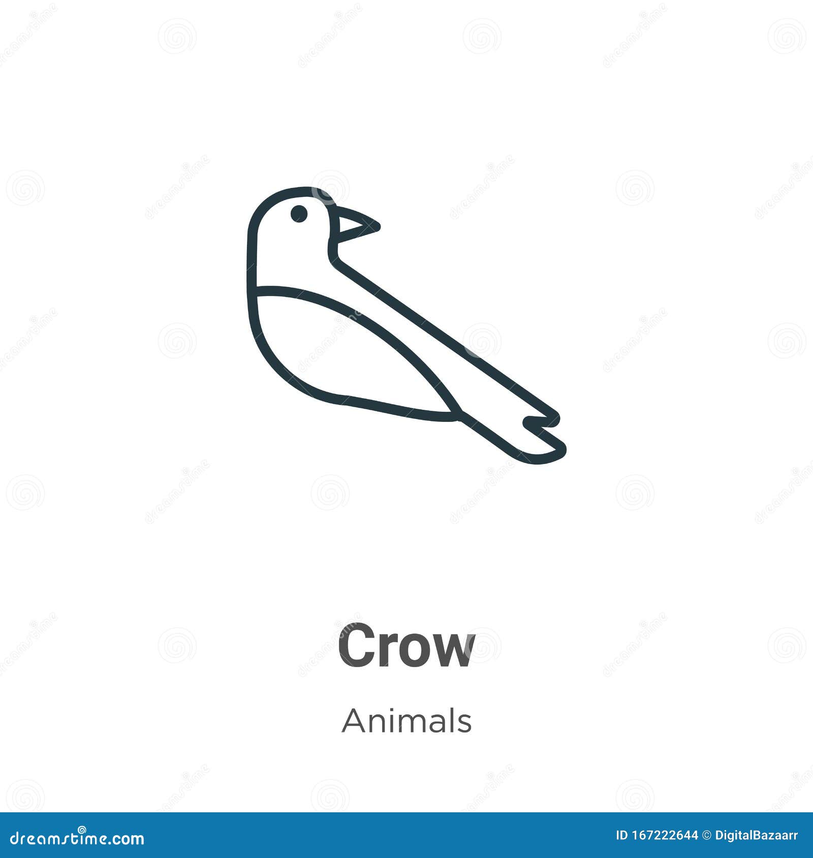 Crow Outline Vector Icon. Thin Line Black Crow Icon, Flat Vector Simple ...