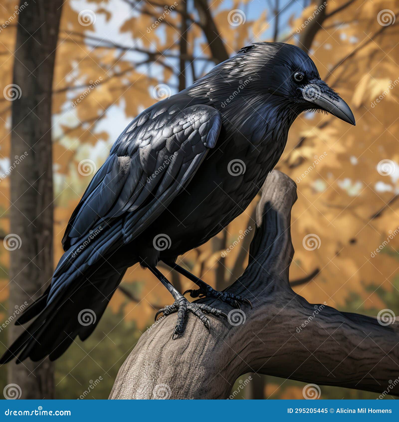 Crow Perched on Tree Branch. AI Generative Stock Illustration ...