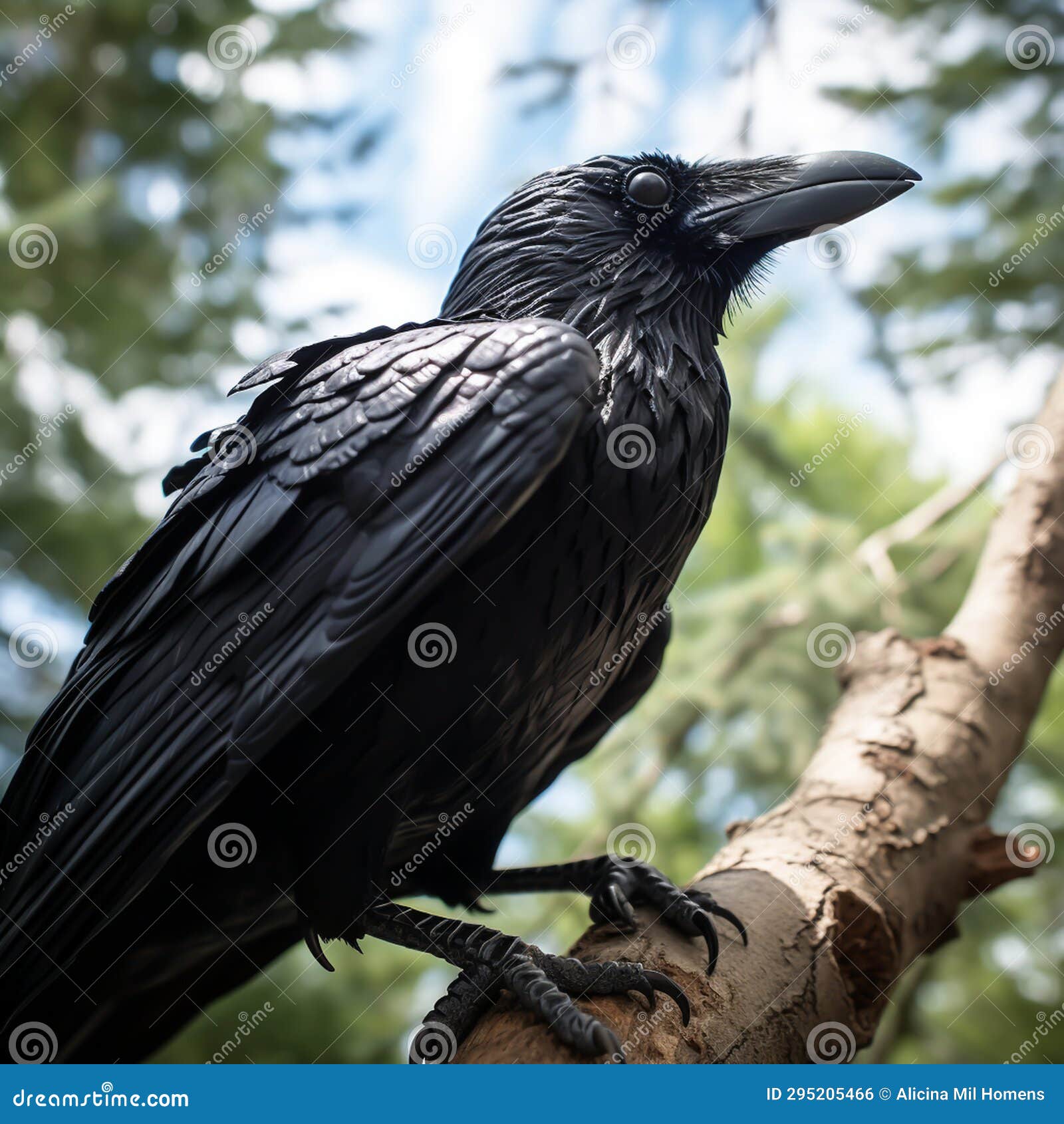 Crow Perched on Tree Branch. AI Generative Stock Illustration ...