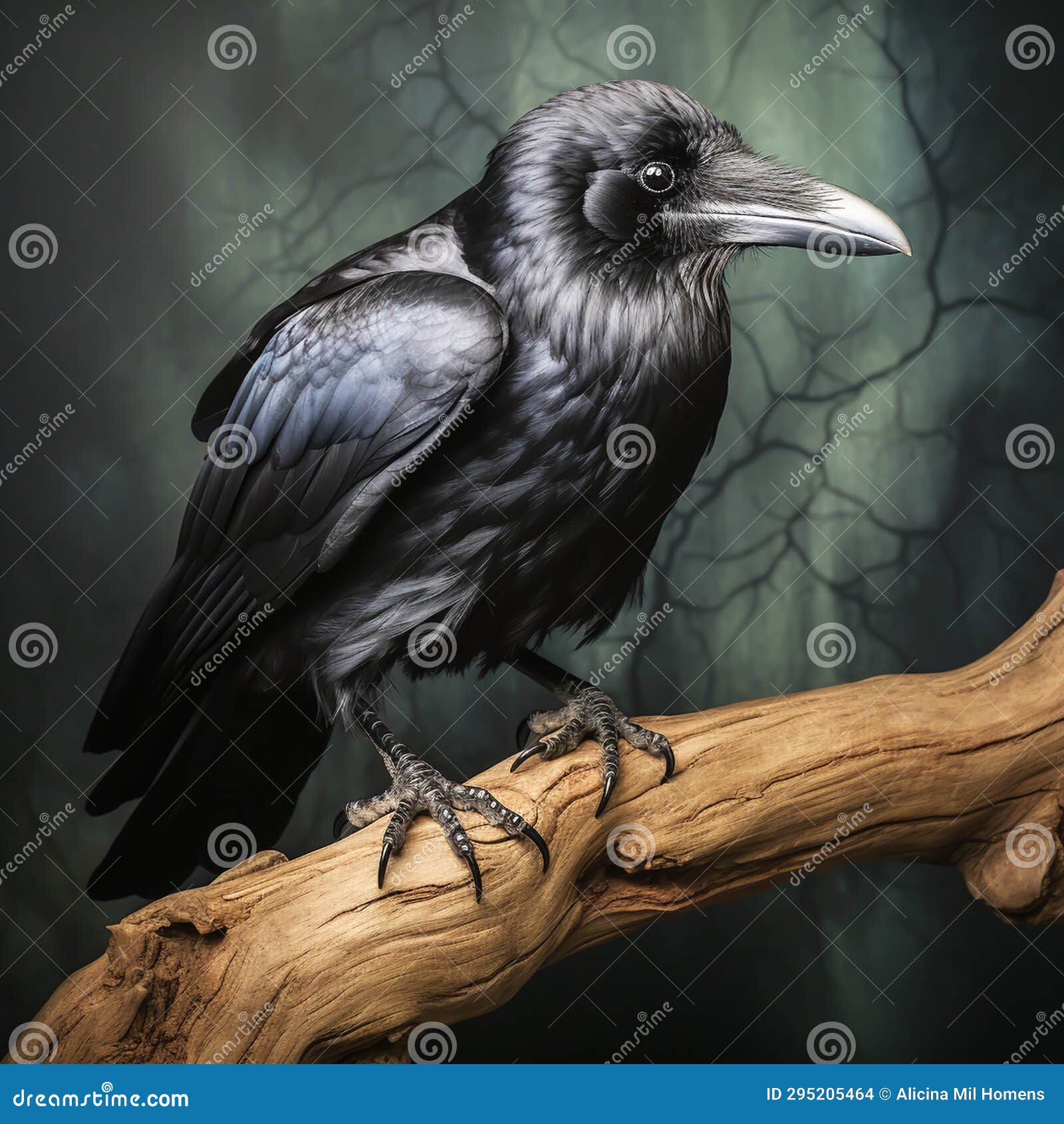 Crow Perched on Tree Branch. AI Generative Stock Illustration ...
